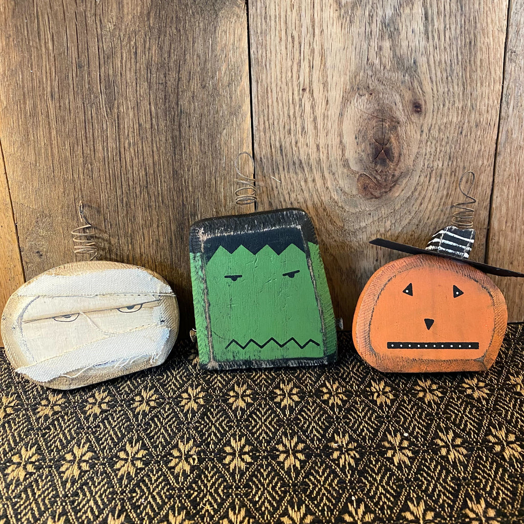 Monster, Ghost, Pumpkin Ornie Set #1 – The Lonely Tree Primitives